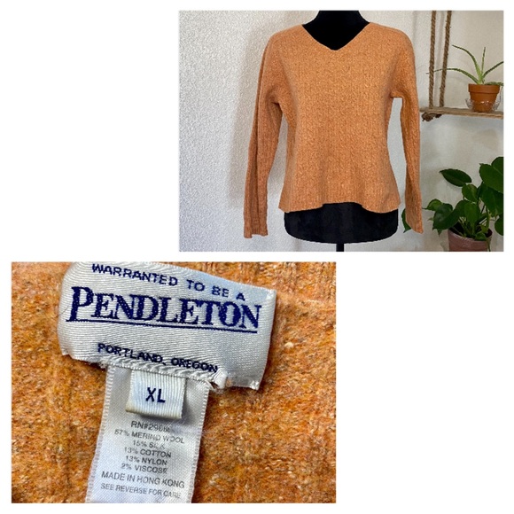 Pendleton | Sweaters | Vintage Xl Wool Womens Pendleton Cable Sweater Orange Crop Crew Neck ...